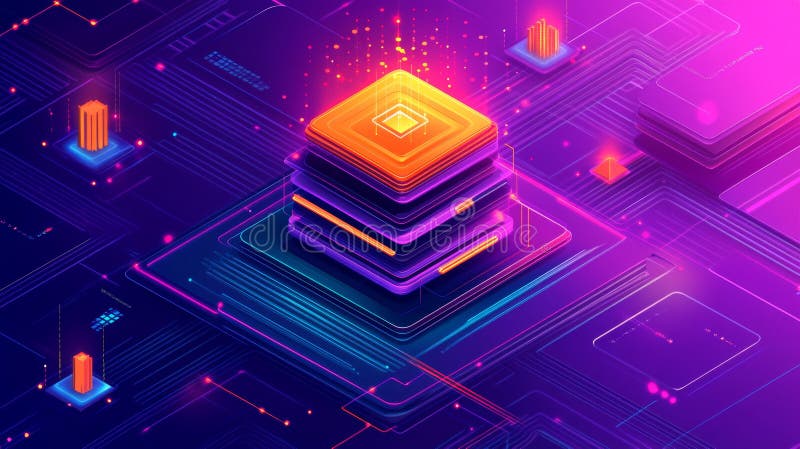 A 3d Abstract Rendering Of Layered Stacks Symbolizing Data Structure