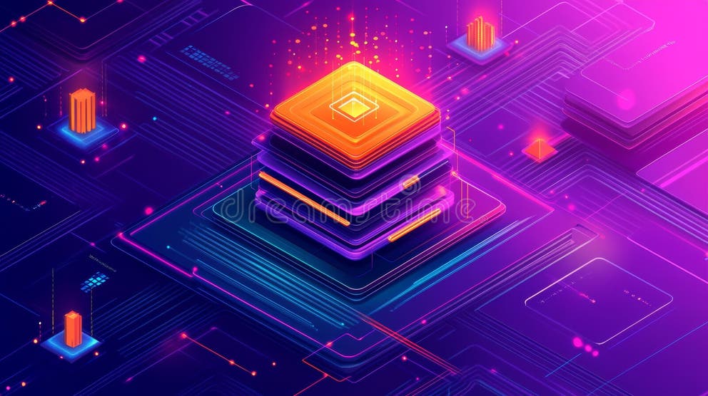 A 3d Abstract Rendering Of Layered Stacks Symbolizing Data Structure