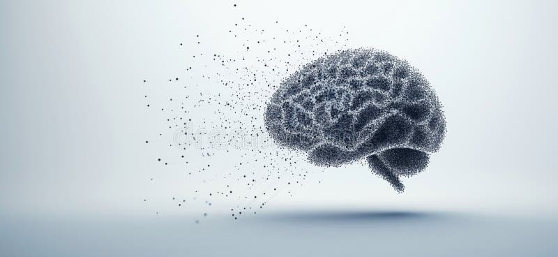3D Abstract Representation of Brain Made from Particles Illustrating ...