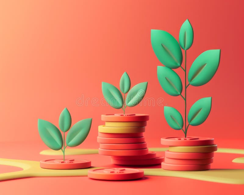 3D Abstract Representation of the Concept of Compounding Interest in ...