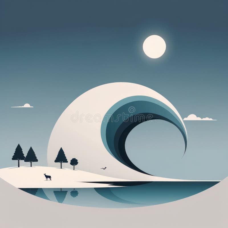 3d Abstract Scene of a Landscape. Render Beautiful Stock Illustration ...