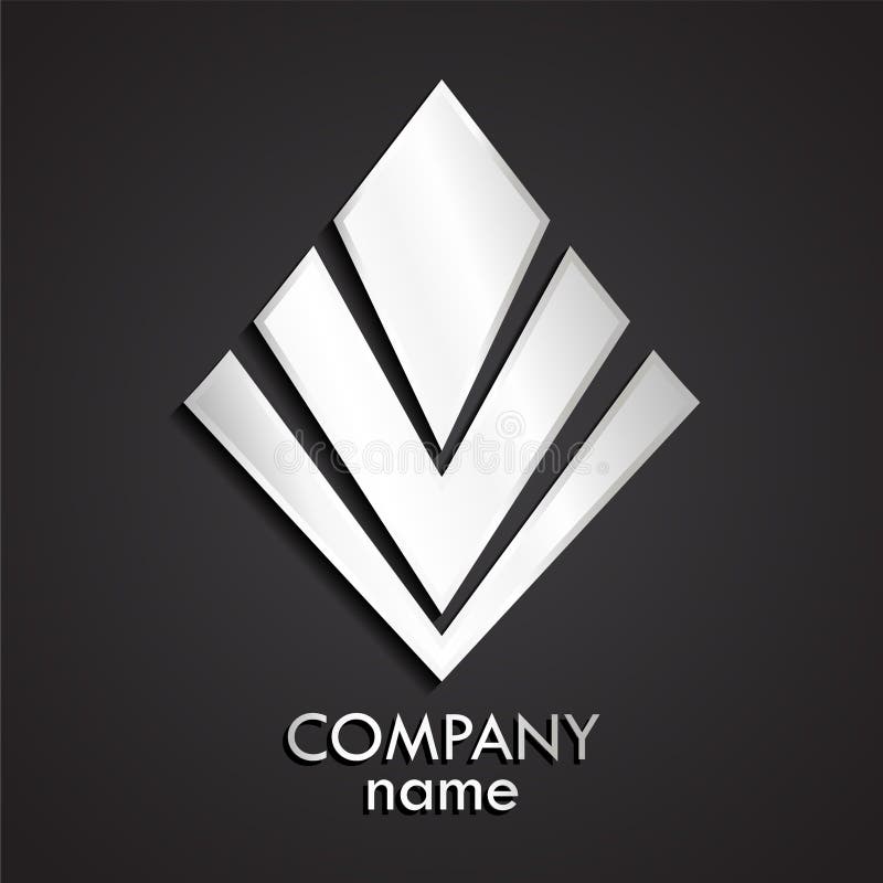 3d Abstract Silver Linear Square Logo Stock Vector - Illustration of ...
