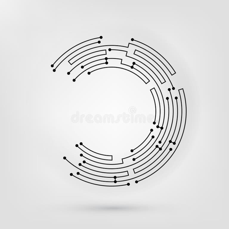 2D Abstract Simple Technology Round Circuit Board Stock Illustration ...