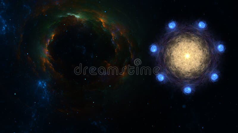 3d Abstract Space Scene Way To the Universe Stock Illustration ...