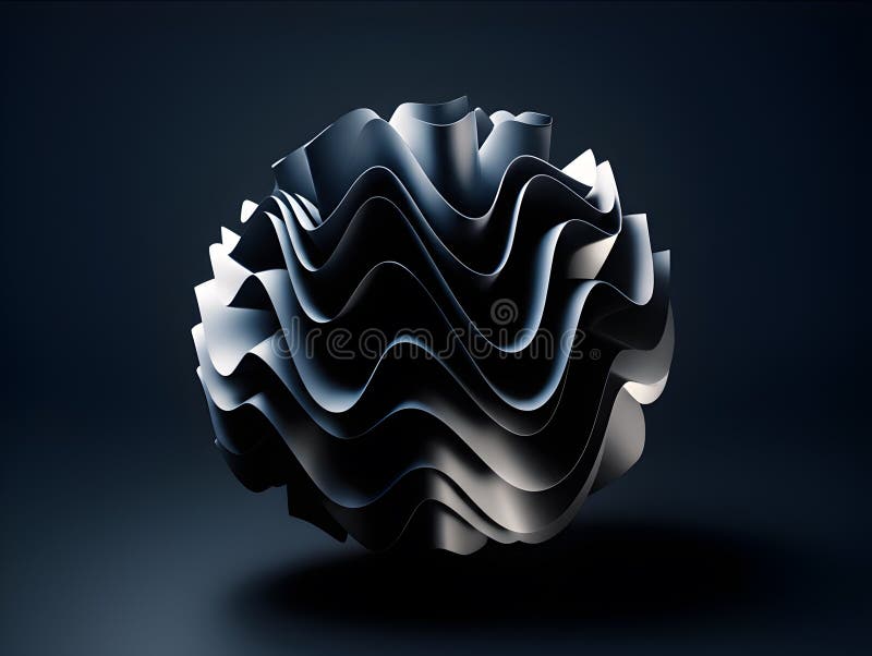 Abstract Wavy Sphere: Modern 3D Design Art in Black and White ...