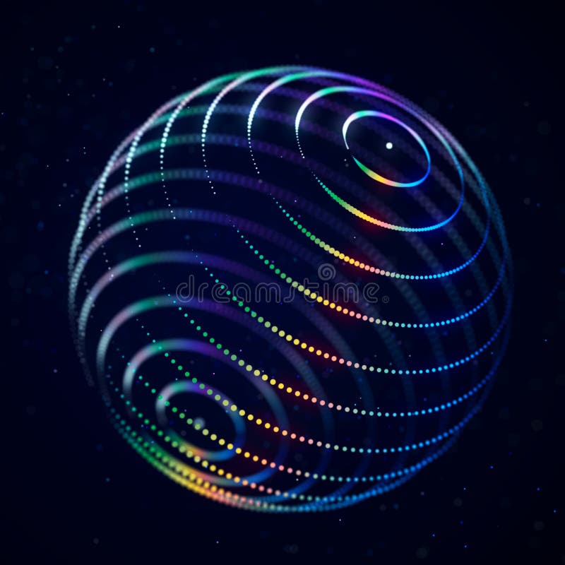 3d Abstract Sphere. Sphere Particles on Dark Background. Science and ...