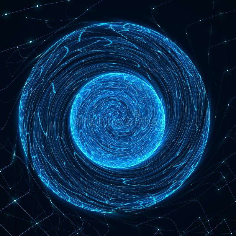 3d Abstract Sphere of Particles. Twisted Lines of Sphere on Dark ...