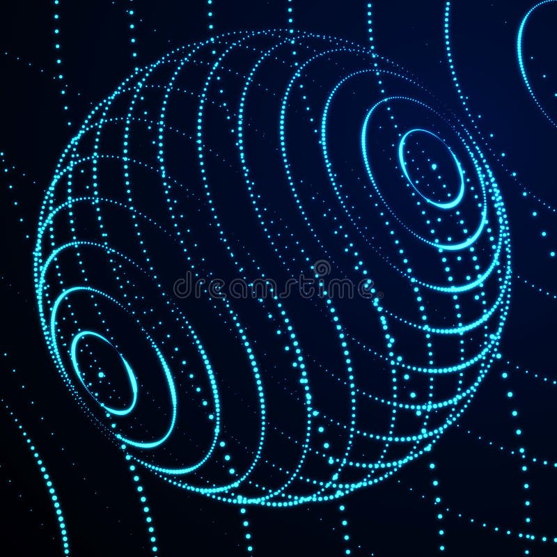 3d Abstract Sphere. Sphere Particles on Dark Background. Science and ...