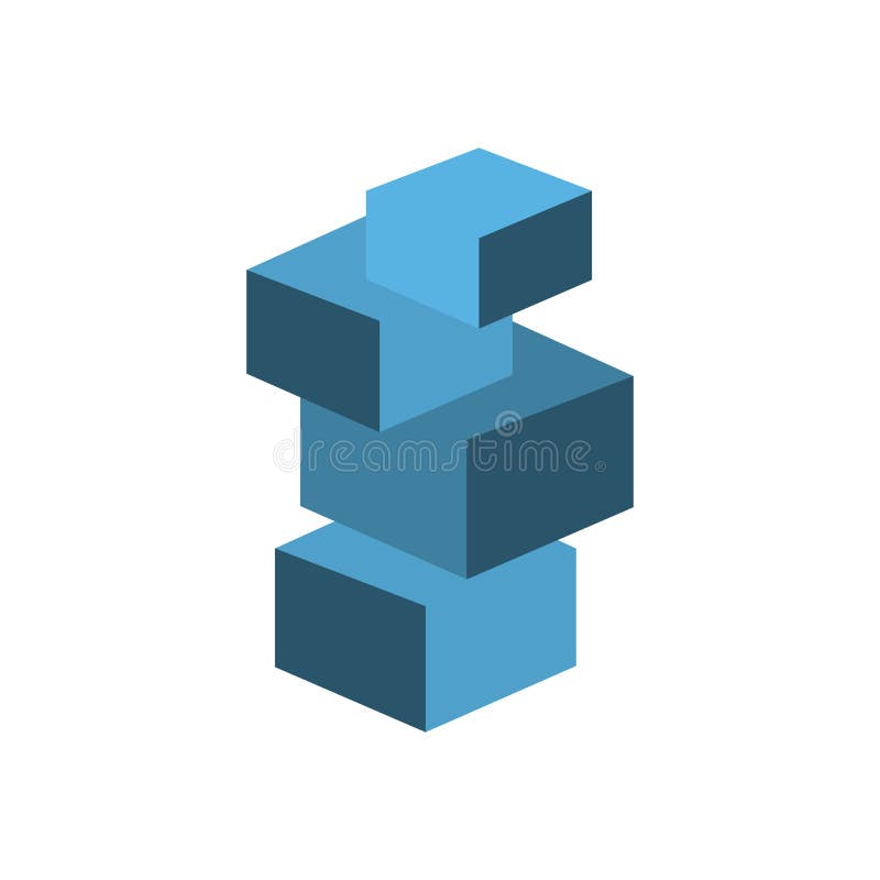 3D Abstract Square Cube Stacked Boxes Logo Symbol Icon Template Vector ...