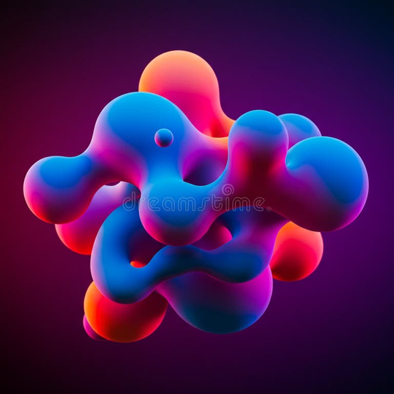 A 3D Abstract Structure Composed of Interconnected, Smooth, Blob-like Shapes Stock Illustration ...