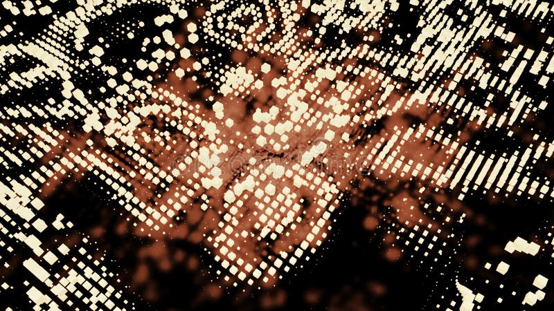 3D Abstract Surface of Many Particles in Wavy Motion. Design. Rippling ...