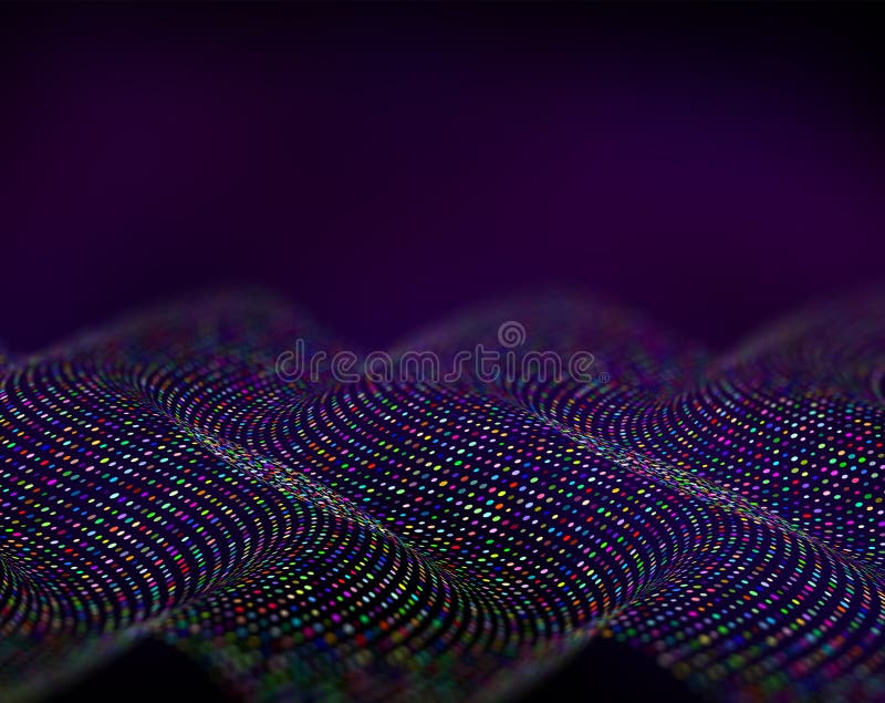 3D Abstract Techno Background with Flowing Cyber Particles Stock ...