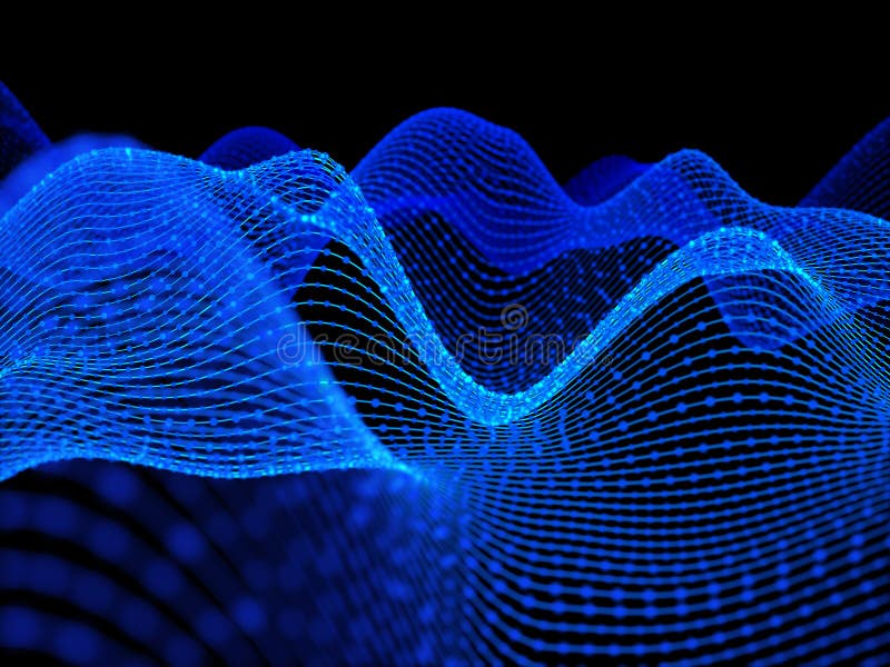 3D Abstract Techno Background with Flowing Lines and Particles Stock ...