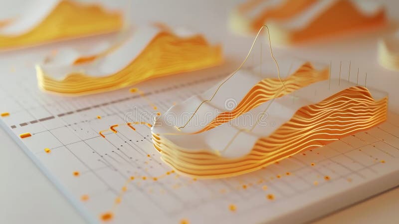 3D Abstract Terrain in Orange and White Tones Stock Illustration - Illustration of unique ...