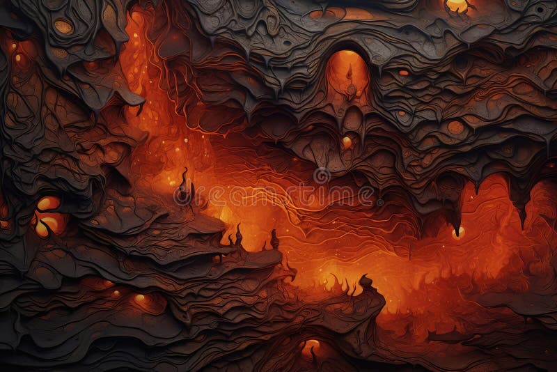 3d Abstract Texture Background, Underground Hot Lava, Illustration ...