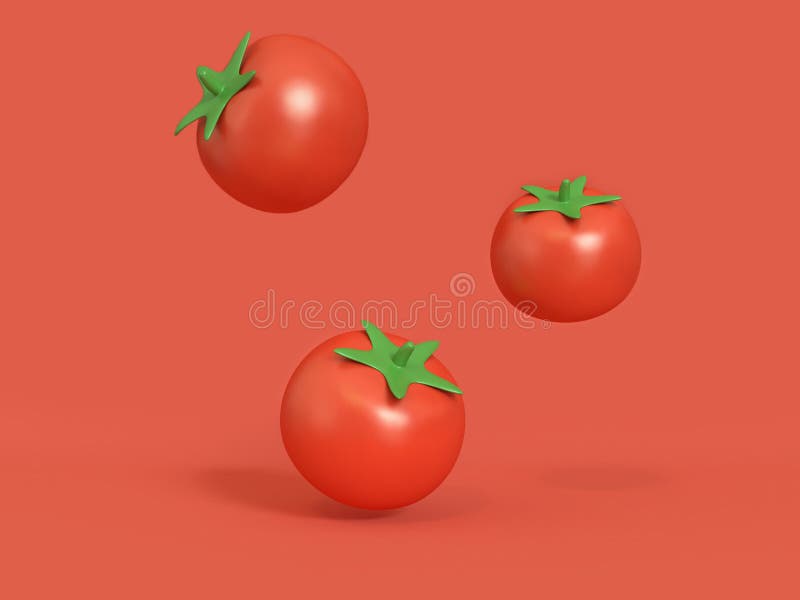 Abstract Tomato Floating Minimal Red Background 3d Render Stock ...