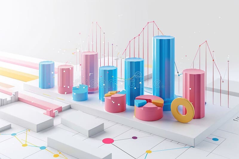 3D Abstract Vector Illustration Business Graph Analysis Stock ...