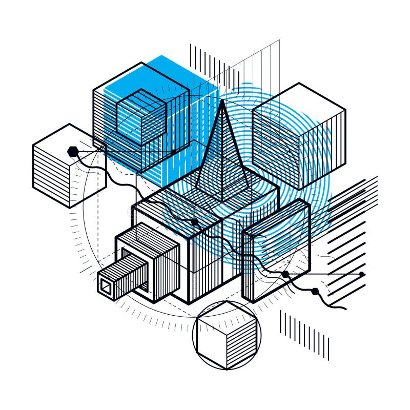 3d Abstract Vector Isometric Background. Stock Vector - Illustration of ...