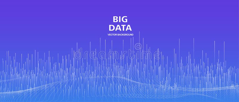 3D Abstract Vector Particle Wave Background, Big Data Info Technology ...