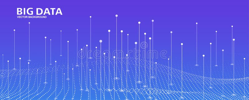 3D Abstract Vector Particle Wave Background, Big Data Info Technology ...