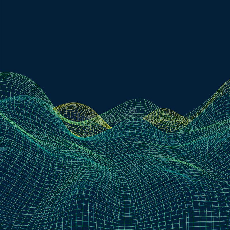 3D Abstract Virtual Landscape, Cyberspace Grid, Network - Technology ...