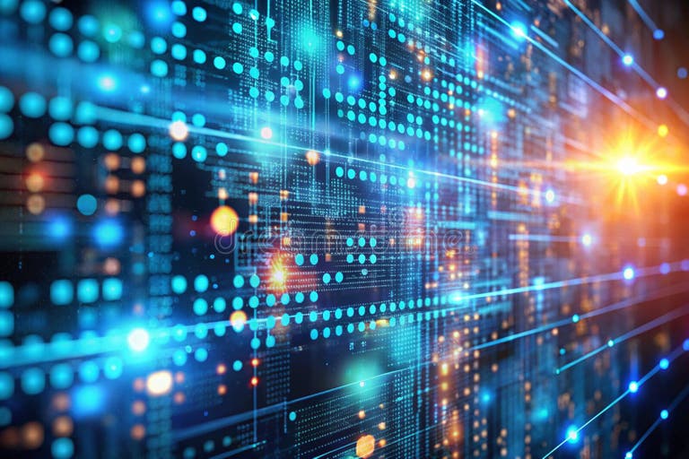 AI and Big Data: Glowing Binary Code and Programming Visualization ...