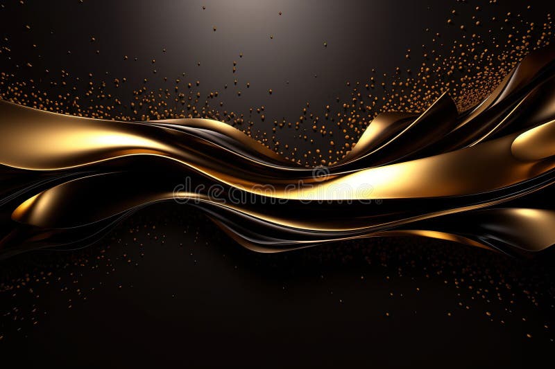 3D Abstract Wallpaper. Three-dimensional Dark Golden and Black ...
