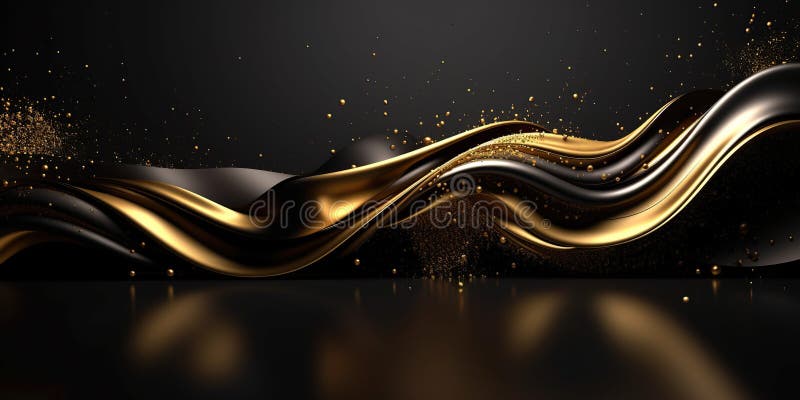 3D Abstract Wallpaper. Three-dimensional Dark Golden and Black ...