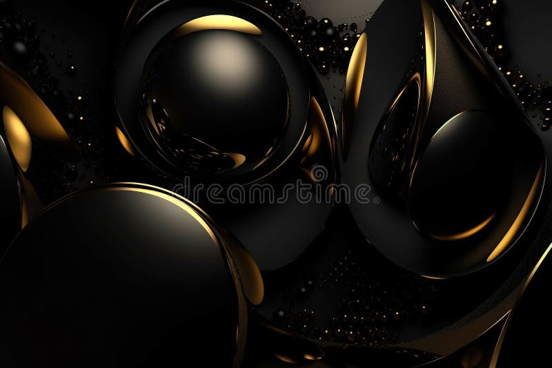 3D Abstract Wallpaper. Three-dimensional Dark Golden and Black ...