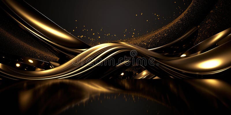 3D Abstract Wallpaper. Three-dimensional Dark Golden and Black ...