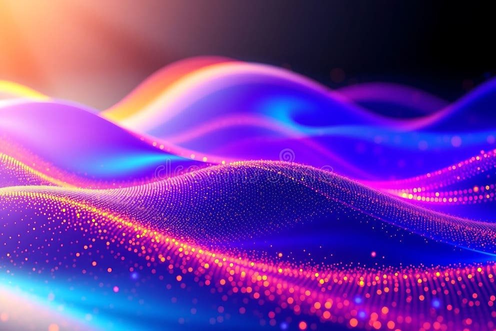 3D Abstract Wave of Light and Color Data Points, Perfect for Technology ...