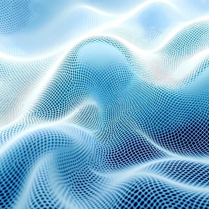 3D Abstract Wave Mesh, Flow Across the Surface, Enchanded by Lighting ...