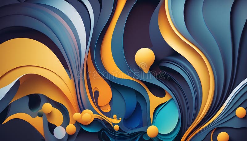 3D Abstract Wavy Background. Colorful Carving Art Stock Illustration ...