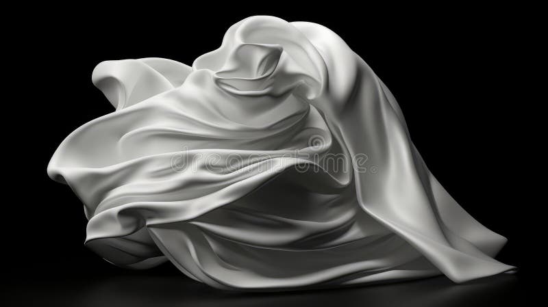 3d Abstract White Cloth Flying Fabric Dynamic Textile. Generative Ai ...