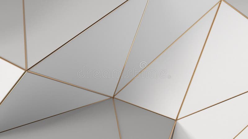 3d Abstract White and Gold Parametric Low Poly Triangle Background for ...