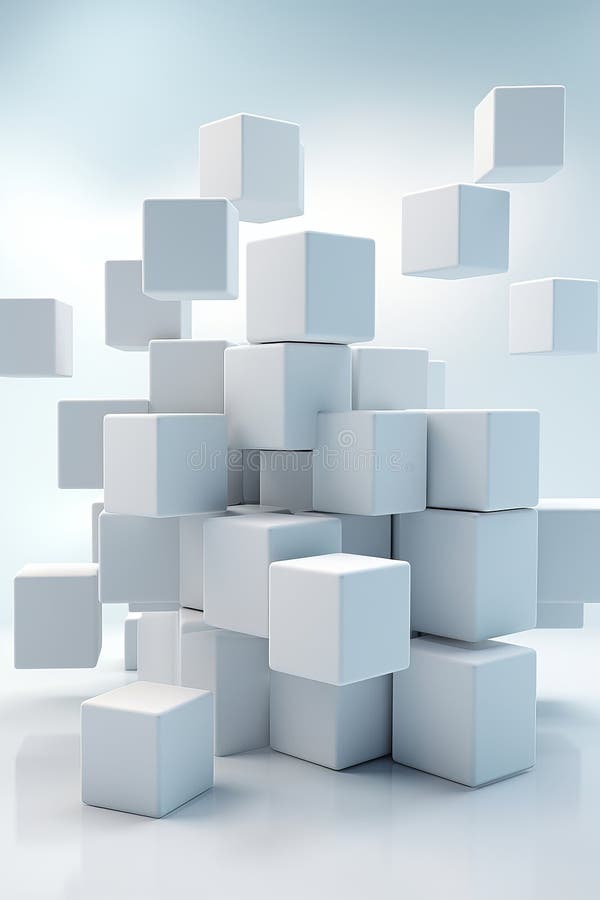 3d Abstract White Grey Cube Background with Minimalist Geometric Shapes ...