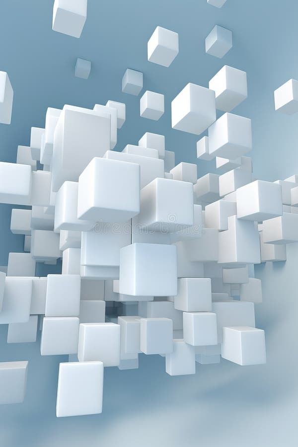 3d Abstract White Grey Cube Background with Minimalist Geometric Shapes ...