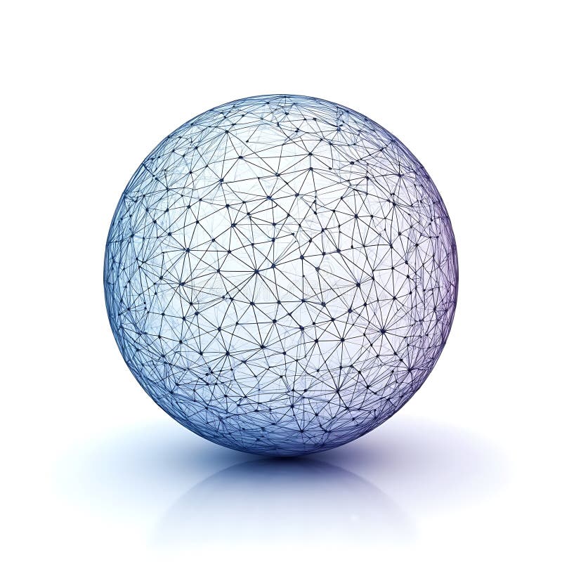 3D Abstract Wireframe Sphere Isolated on a White Background Stock ...