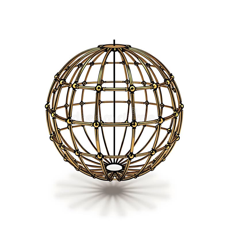 3D Abstract Wireframe Sphere Isolated on a White Background Stock ...