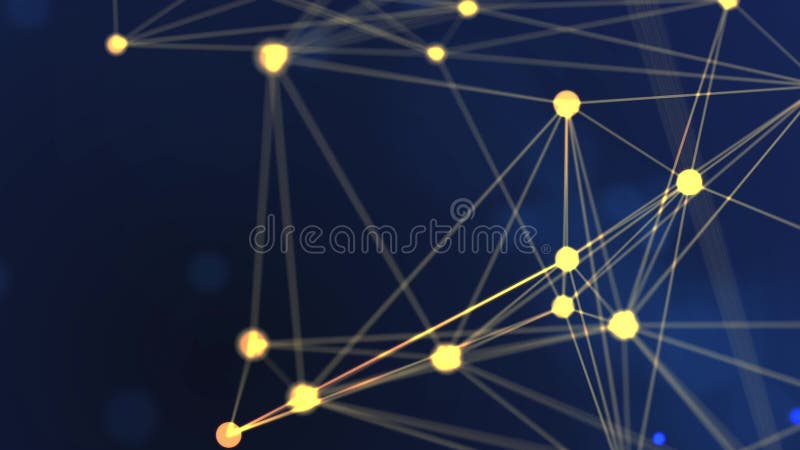 Abstract Yellow Geometric Forms on Blue Background with Moving Circles ...