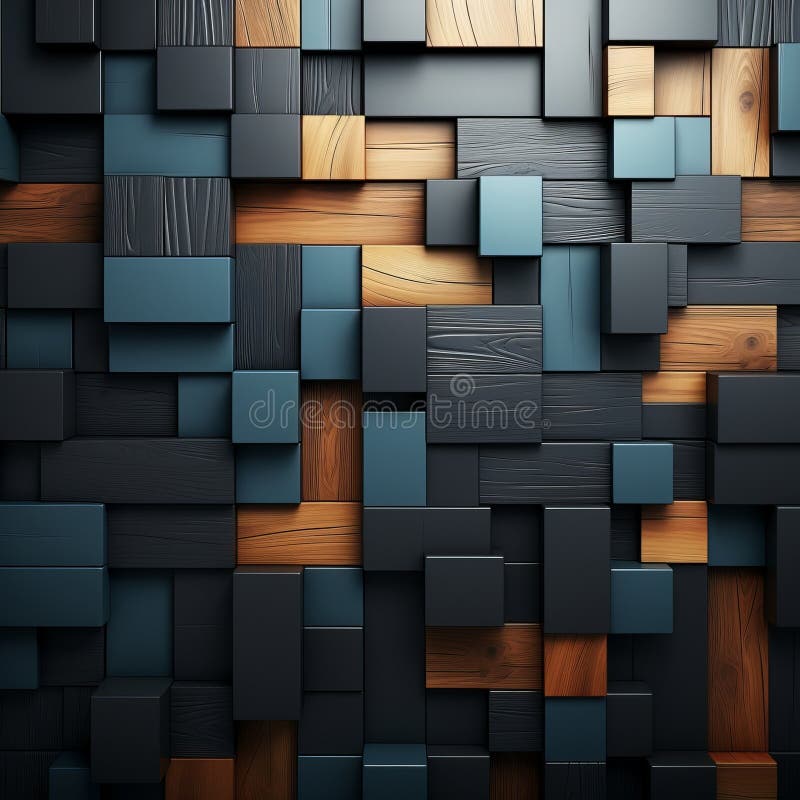 3D Abstraction from Dark Wood with Emerald Inserts Top View of the ...