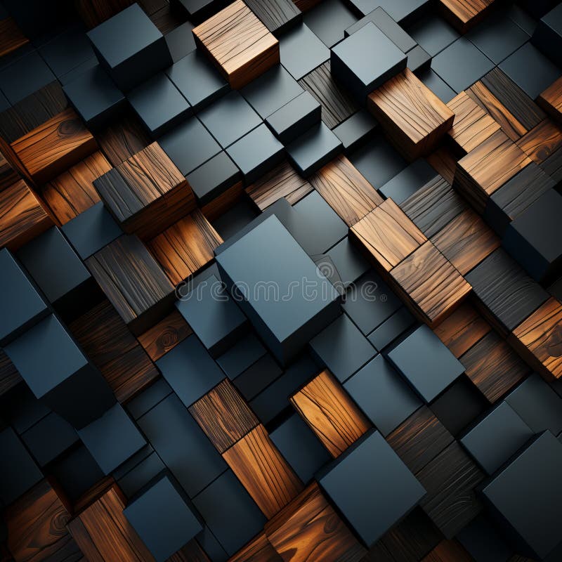 3D Abstraction from Dark Wood with Emerald Inserts Top View of the ...