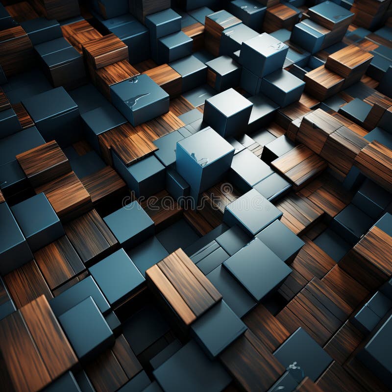 3D Abstraction from Dark Wood with Emerald Inserts Top View of the ...