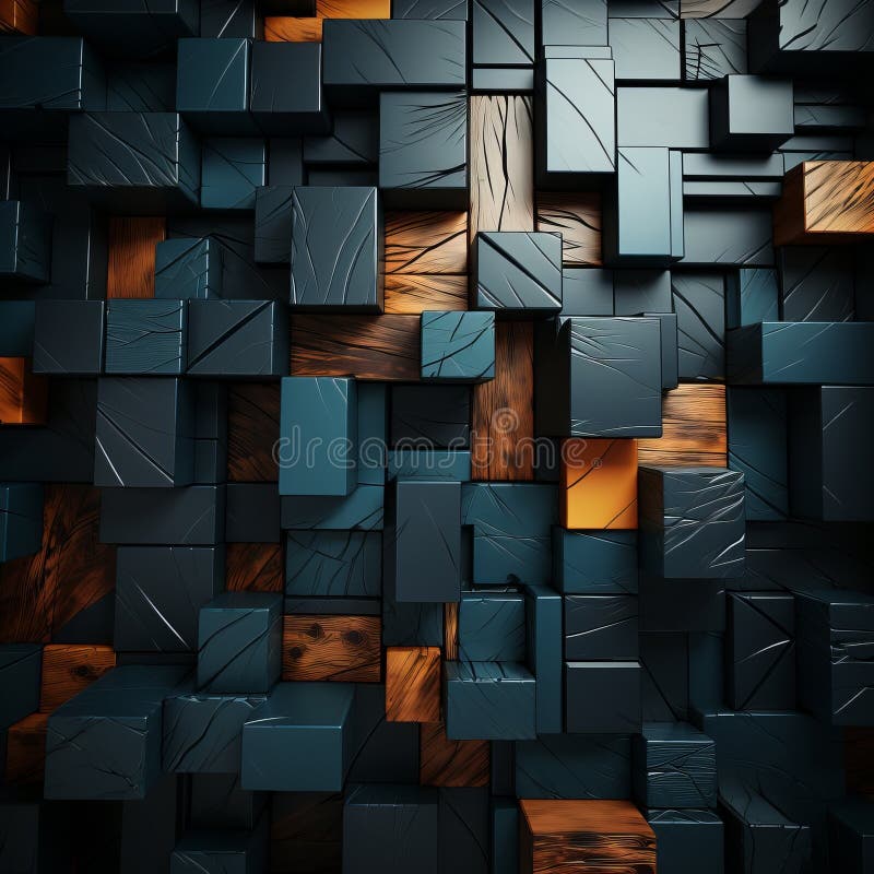 3D Abstraction from Dark Wood with Emerald Inserts Top View of the ...