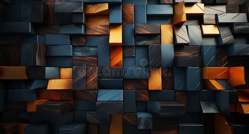 3D Abstraction from Dark Wood with Emerald Inserts Top View of the ...