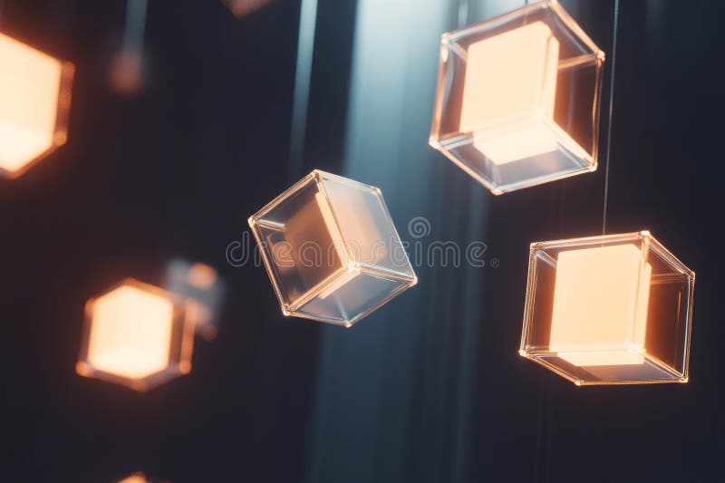 A 3D Abstraction of Floating Translucent Cubes with Glowing Edges ...