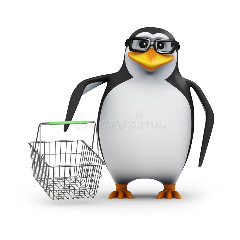 3d Xmas Penguin Shopping List Stock Illustration - Illustration of beak ...