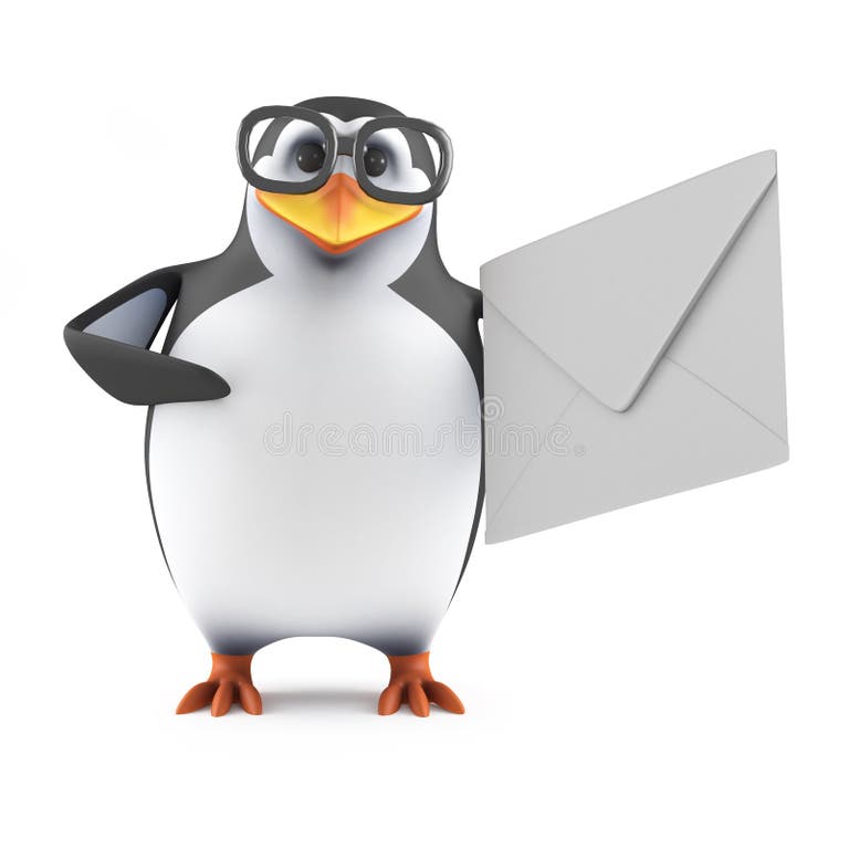 3d Academic Penguin Has Mail Stock Illustration - Illustration of ...