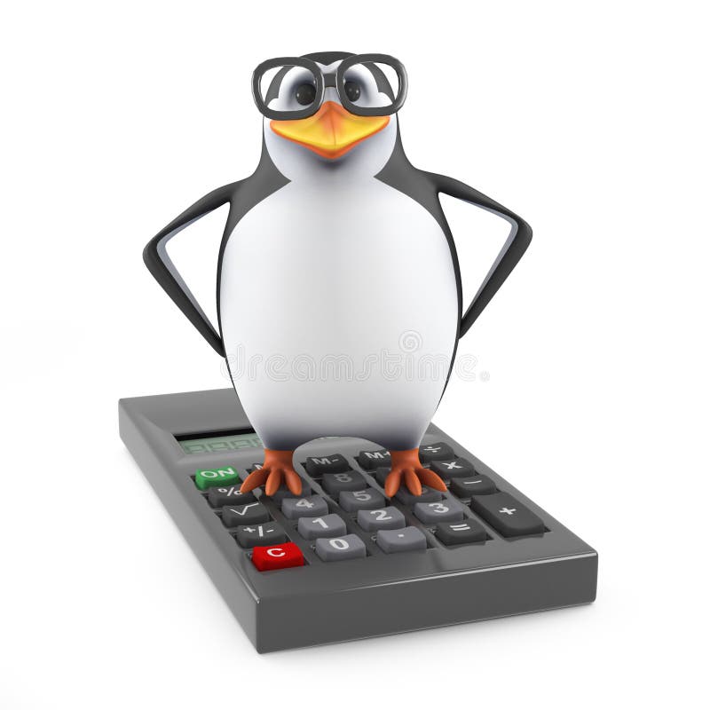 3d Penguin with a Calculator Stock Illustration - Illustration of ...