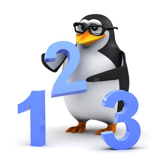 3d Academic Penguin Teaches Math Stock Illustration - Illustration of ...